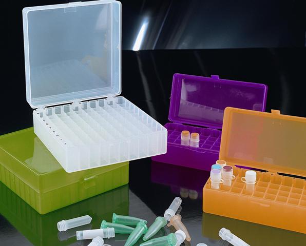 Micro and cryotube storage box with lockable lid, in several colors ...